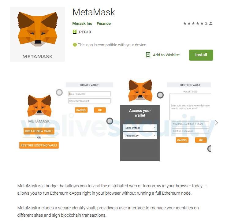 Fake MetaMask App That Hijacks Ethereum dApps Removed By Google | Bitcoinist.com