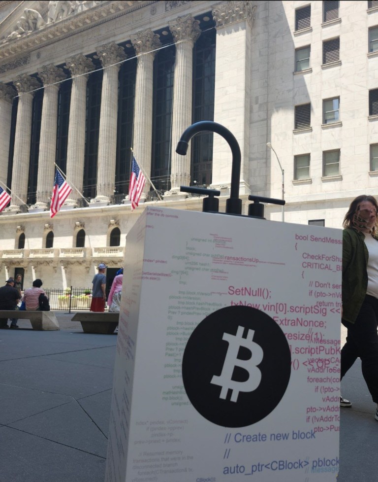 Bitcoin Faucet Turns 15: Sculpture Near NYSE Celebrates Monumental Rise ...
