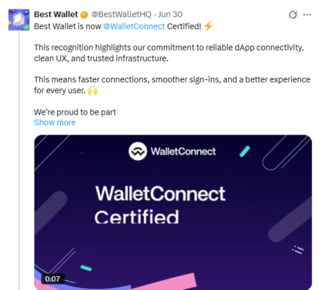 Best Wallet Now WalletConnect Certified: Self-Custody Got a Major Upgrade