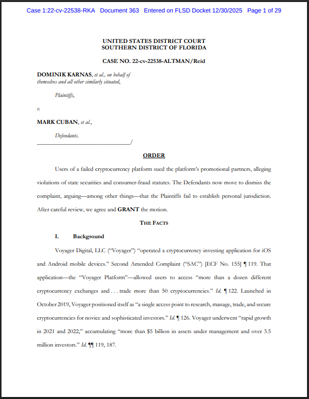 Mark Cuban Cleared As Court Dismisses Voyager Digital Investor Lawsuit ...